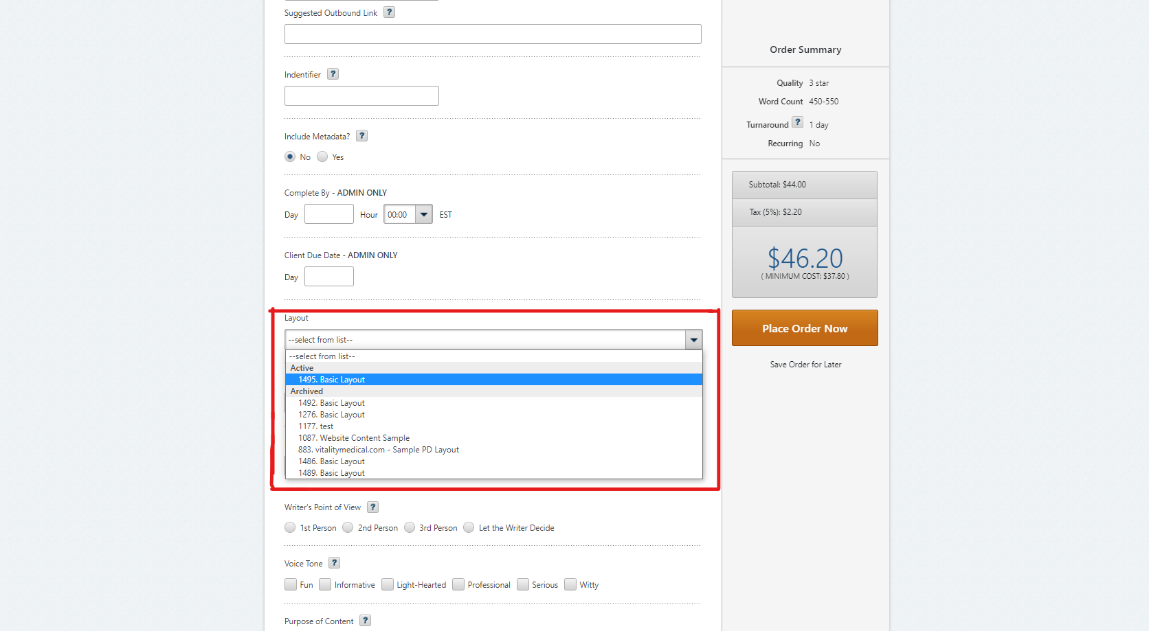 How to: Apply a Layout to Your Order - Client Knowledge Base
